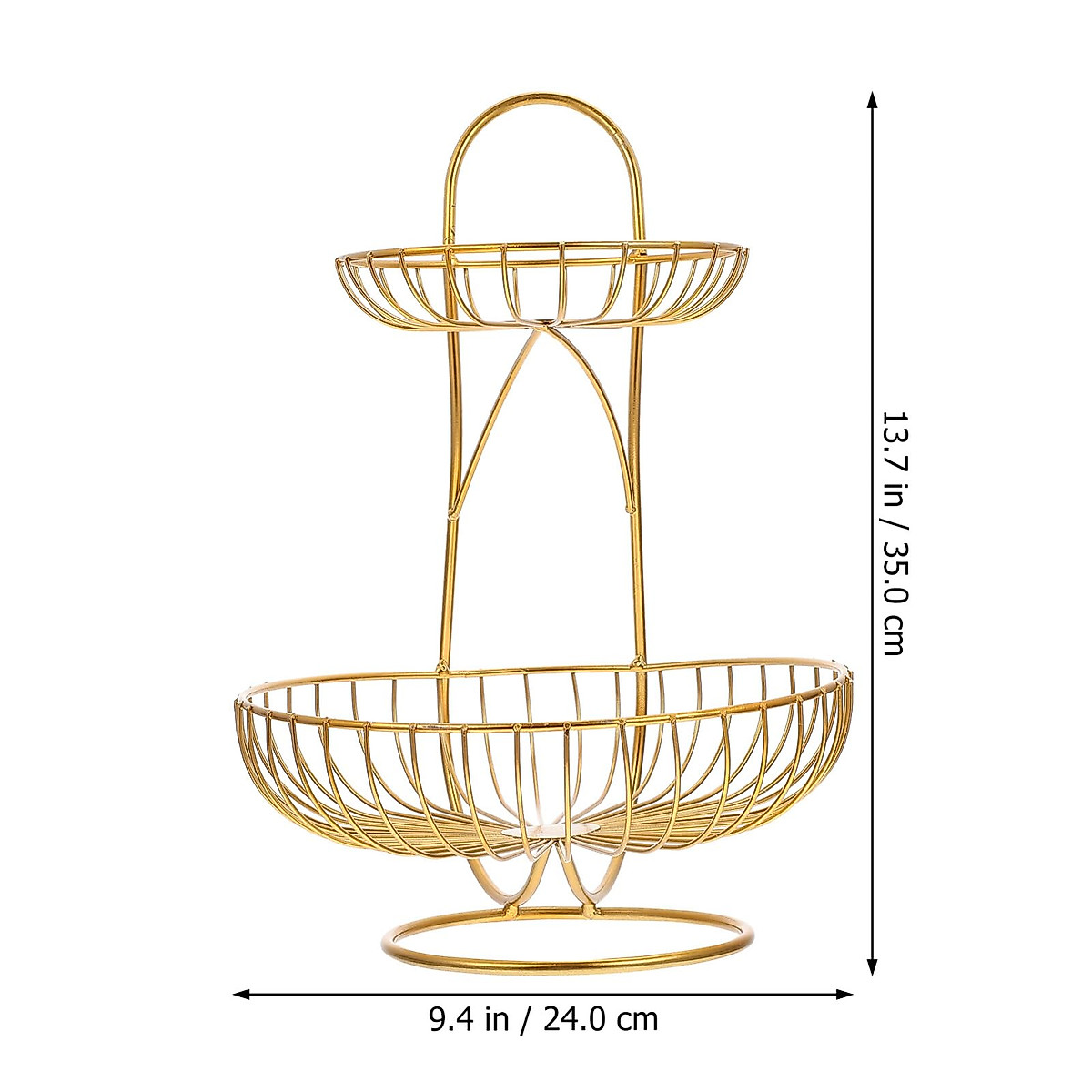 IMIKEYA Golden Metal Countertop Wire Fruit Storage Basket Double Layers Desktop Fruit Bowl Stand Holder Vegetables Storage Basin for Kitchen