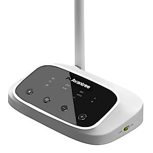 Avantree Oasis B – Bluetooth Transmitter & Receiver for TV with Dual Link Capabilities, Pass-Through Features, and No AudioDelay, Class 1 Long Range, LED Indicator, Optical AUX RCA