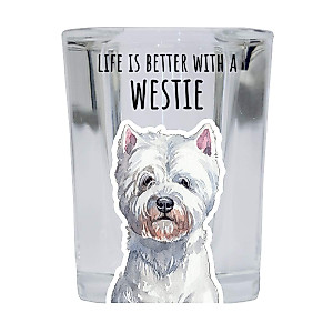 R and R Imports I Love My Westie West Highland White Terrier 2 Ounce Square Base Liquor Shot Glass 4-Pack
