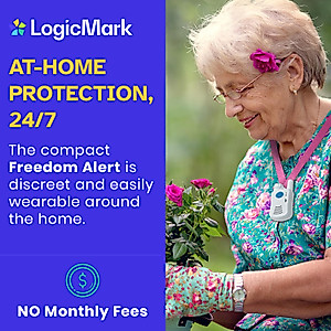 LogicMark Freedom Alert, Landline Personal Emergency Device, 2-Way Call with Family and Police for Home Safety, Device for Seniors and The Elderly