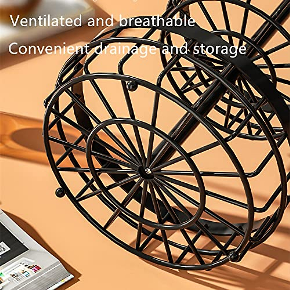 Baoz 3 Tier Fruit Basket For Kitchen Countertop Metal Wire Fruit Bowl Holder Triple Layer Detachable Fruit storage Tray Rack Stand for Storing Veggies Bread Snacks, Black