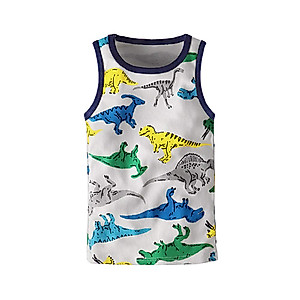 HUAER& Toddler Boys' 2-3 Pack Tank Tops (Dinosaur, 4T)