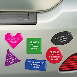Choose Your Shape Custom Magnets | Personalized Gifts | Pick Your Own Color & Text | Create Refrigerator Locker Car Bumper Toolbox Magnets | Round Rectangle Square Oval Triangle Heart (Oval)