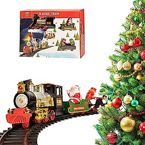 Premium Quality 15 Piece Classic Toy Train Set for Kids with Light, Smoke, Realistic Sounds, Tracks, Locomotive Rail Set Great Toy for Kids for Christmas Decoration