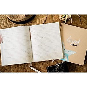 Paper 'n Such Guest Book for Vacation Home, Hardcover Linen Beige Guestbook, Vacation Rental Essentials, Visitor Sign in Book, Beach House Welcome Book for Short Term Rentals, Host Gift