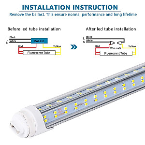 10 PCS-T8 T10 T12 LED Tube Light, 8 foot , 100W Rotate V Shaped, R17D/HO 8FT LED Bulb ,6000K Cold White, 14500LM, Clear Cover, (Replacement for F96T12/CW/HO 150W), Ballast Bypass,Dual-End Powered
