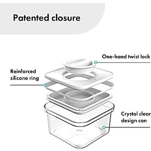 Neoflam Airtight Smart Seal Food Storage Container (Set of 3) | Crystal Clear Body | Modular, Stackable, Nestable Design | Easy to Clean, BPA Free (2.7L, Rectangular)