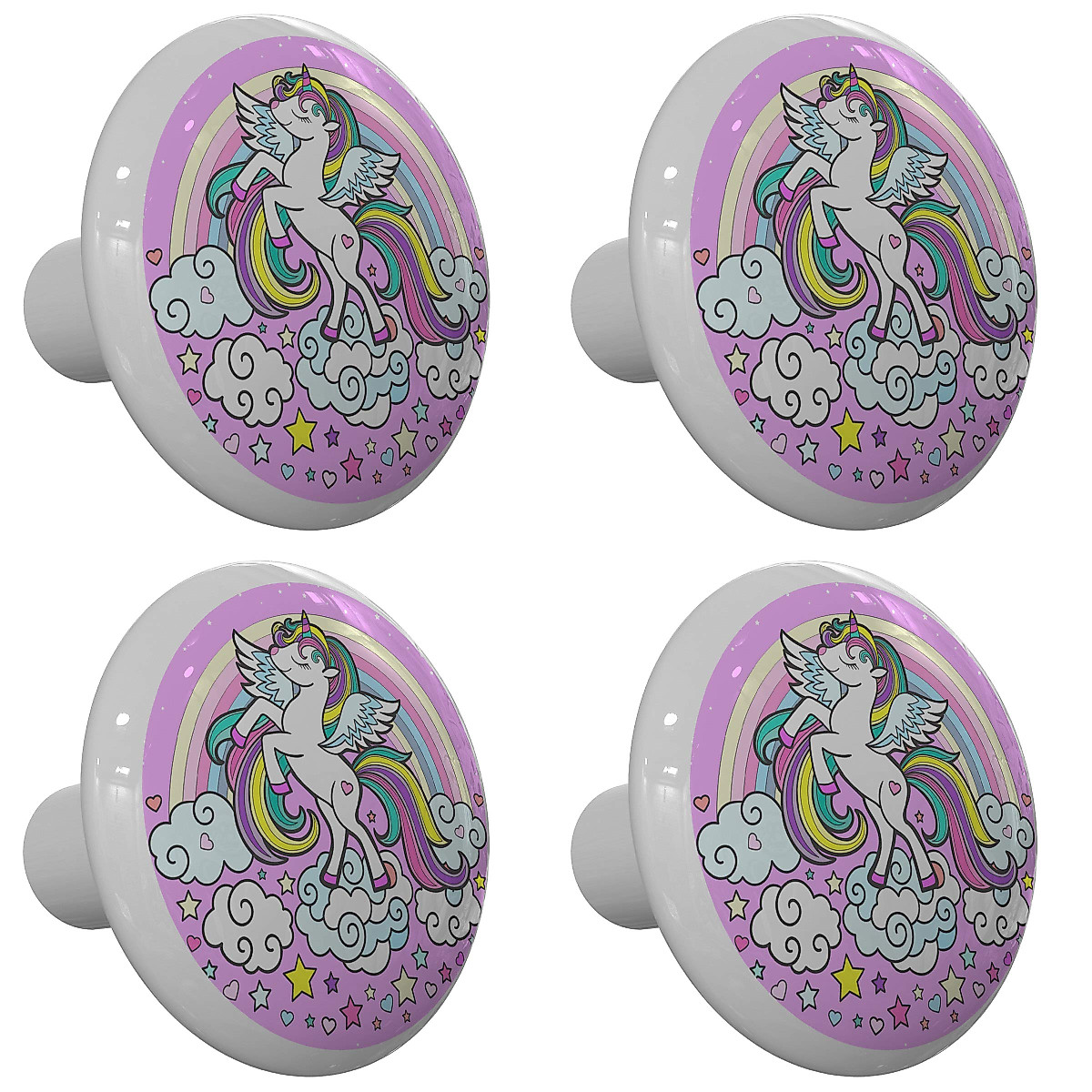 Gotham Decor Set of 4 Magical Rainbow Unicorn Drawer Knobs