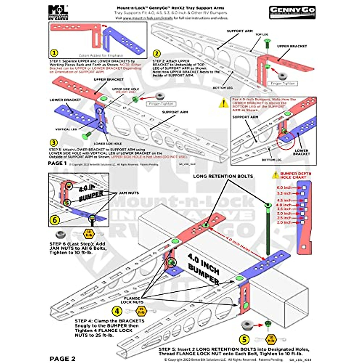 Mount-n-Lock GennyGo RevX2 RV Bumper-Mounted Generator & Cargo Carrier Tray Kit (Steel)