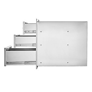 VEVOR 18x23 Inch Outdoor Kitchen Stainless Steel Triple Access BBQ Drawers with Chrome Handle, 18 x 20.5 x 23 Inch