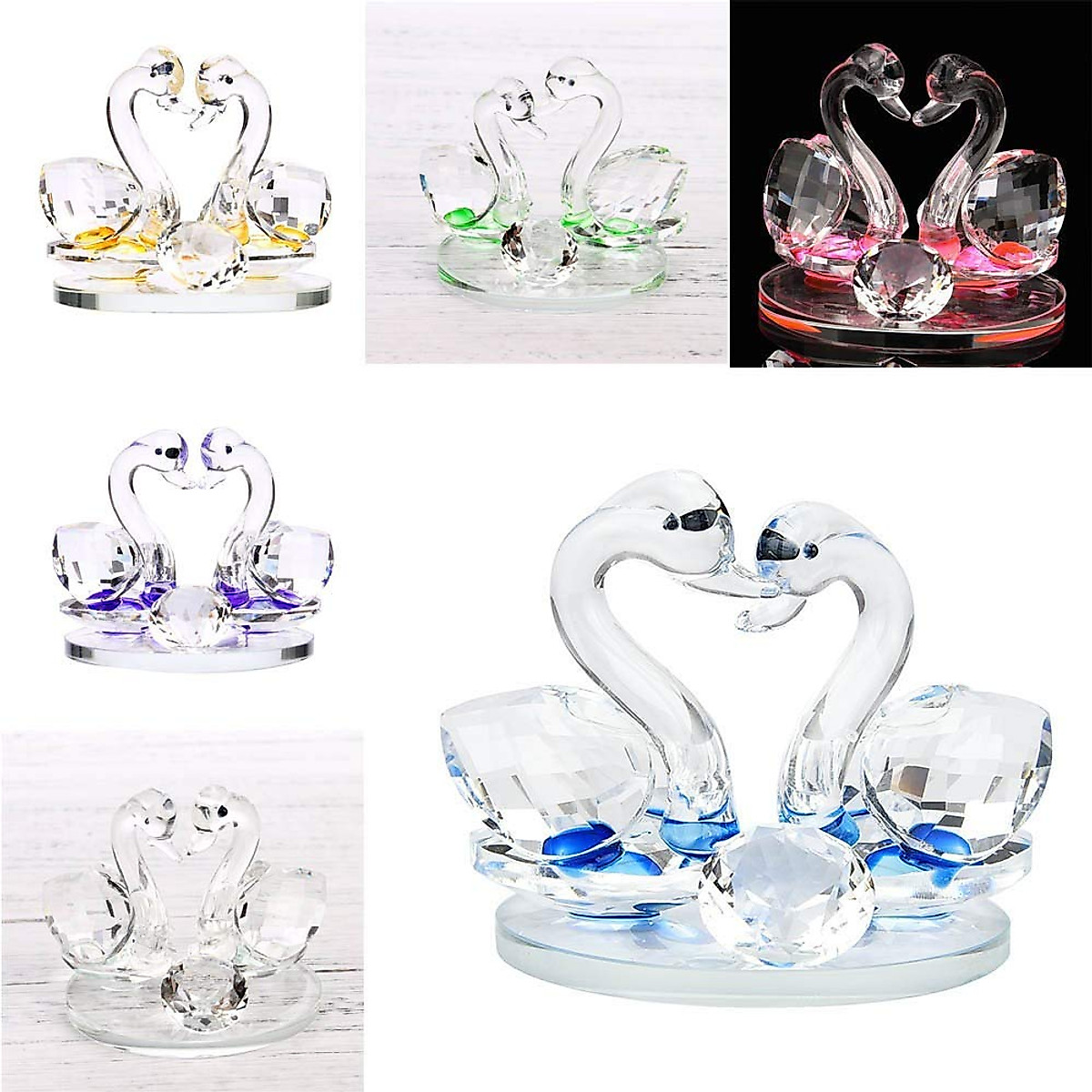 Toxz Crystal Swan Statue Souvenir Decoration Paperweight Figurine for Wedding Gift Crafts Home Decor,Crystal Ornament(Ship from US!)