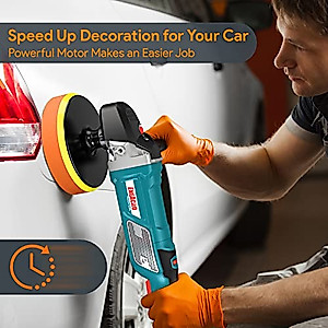 ENEACRO Car Polisher, Rotary Buffer Polisher Waxer, 12 Amp 6-inch/7-inch Variable Speed 1000-3500RPM, Detachable Handle Perfect for Boat, Car Polishing and Home Appliance (12Amp)