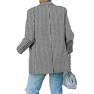 CRAZY GRID Women Casual Business Blazer Professional Work Blazer Jacket Ladies Stretch Long Sleeve Fashion Suit Jacket Plus Size XL Houndstooth