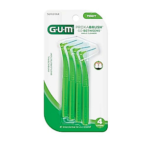 GUM Proxabrush Go-Betweens - Angled- Interdental Brushes - Soft Bristled Dental Picks for Plaque Removal Health - Safe for Braces & Dental Devices, 4ct (6pk)