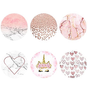 6 Pack/Expanding Phone Mount Grip Holder for Cellphone,Collapsible Stand - Blush Watercolor Ombre Pink Unicorn White Marble Heart Rose Gold Leopard