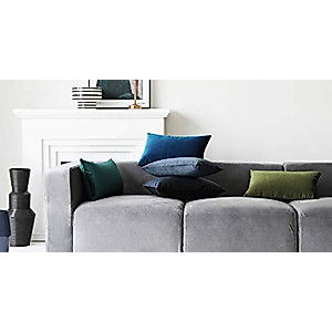 Mixhug Set of 2 Cozy Velvet Rectangle Decorative Throw Pillow Covers for Couch and Bed, Teal, 12 x 20 Inches