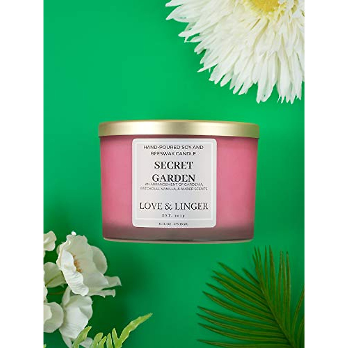 Gardenia Candle | Flower Candle | Luxury Soy & Beeswax Candles for Home | 16 oz. Large Jar 3 Wick Candle | Mom Candle | Floral Scented Candle Gift | Fragrant Candle