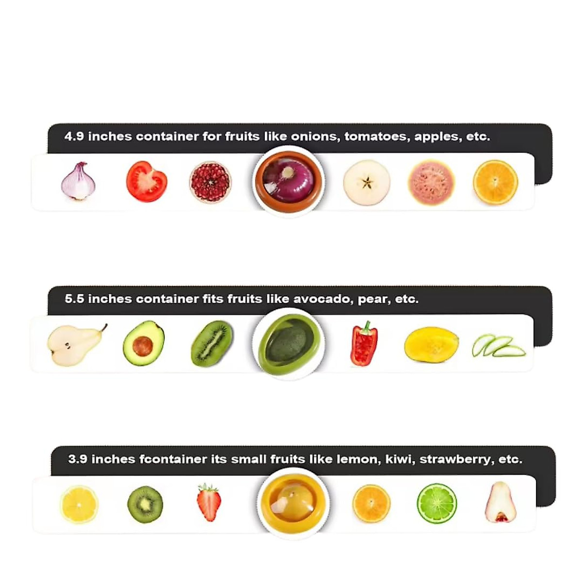 Fruit & Veggie Keepers, Silicone Airtight Containers, 4 Piece Set - Vegetable & Fruit Storage Containers for Fridge