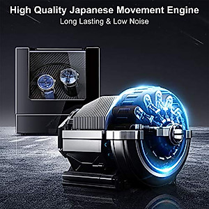 Kalawen Watch Winder for Rolex, Automatic Watch Winder Box, Double Watch Winder with Japanese Quiet Motor Battery Powered or AC Adapter Black