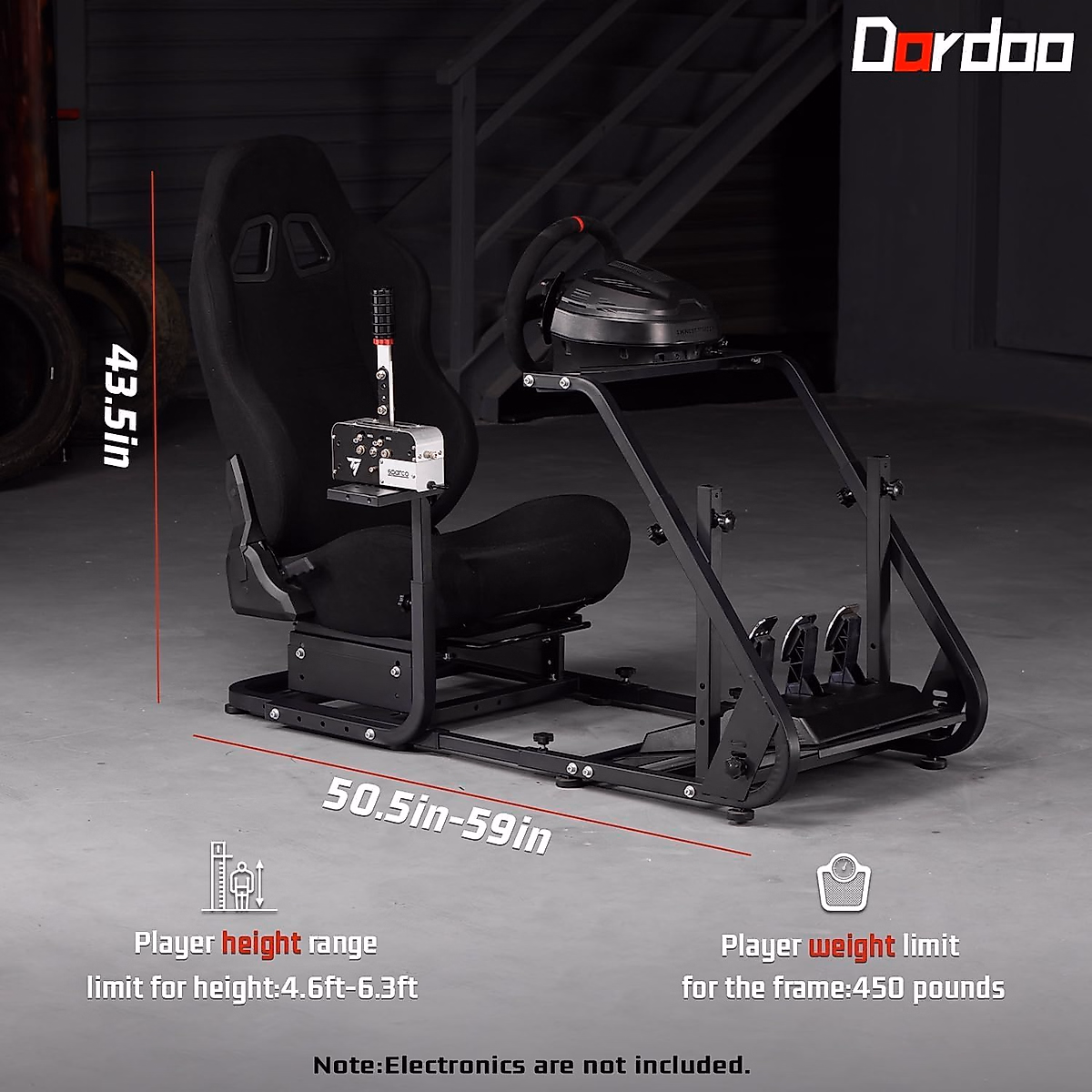Dardoo G29 Racing Simulator Cockpit with Seat Fit for Logitech/Thrustmaster/Fanatec G25 G27 G923 T150,Steering Wheel Cockpit,Not Include Wheel, Pedal and Shifter