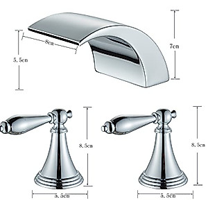 Cfeoerf LED Bathroom Faucets for Sink 3 Hole Bathroom Sink Faucet 2 Handle Bathroom Sink Faucets Waterfall Widespread Faucet with 2 Handle Chrome Bath Taps