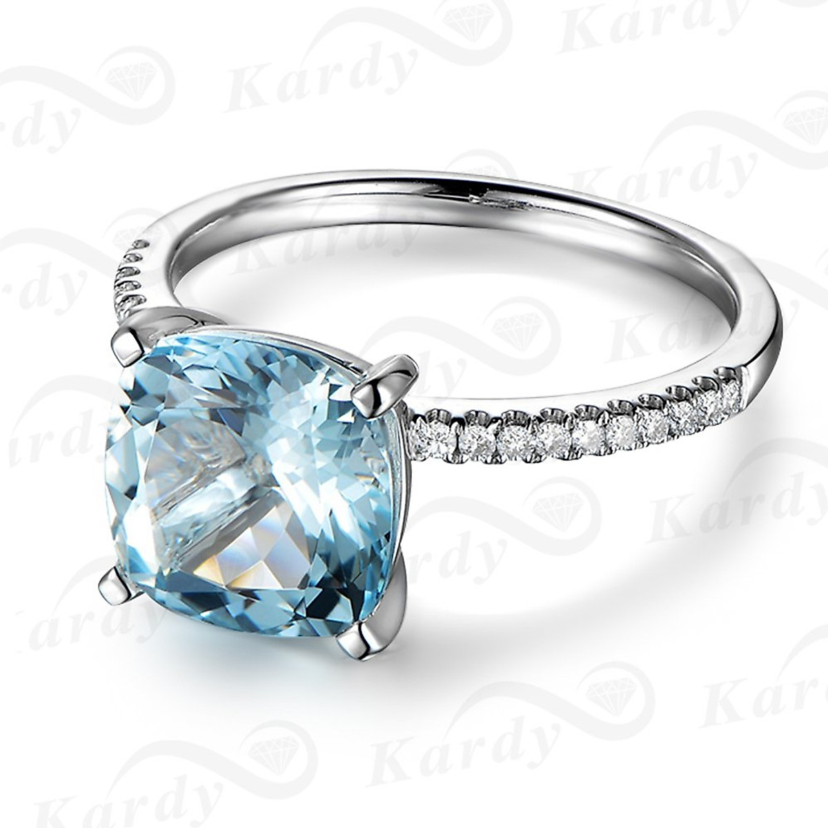 Promise Gemstone natural Aquamarine 14K White Gold Inlay 0.15ct Diamond in South Africa Wedding Engagement Ring For Women