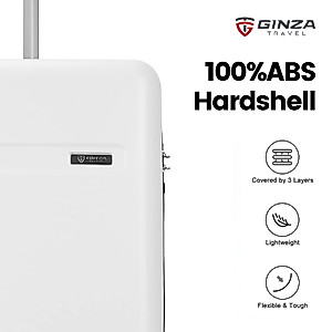 PRIMICIA GinzaTravel 2-Piece Luggage Sets Expandable Suitcases with 4 Wheels PC+ABS Durable Hardside Luggage sets TSA lock (White, 2-Piece Set(20"/29"))