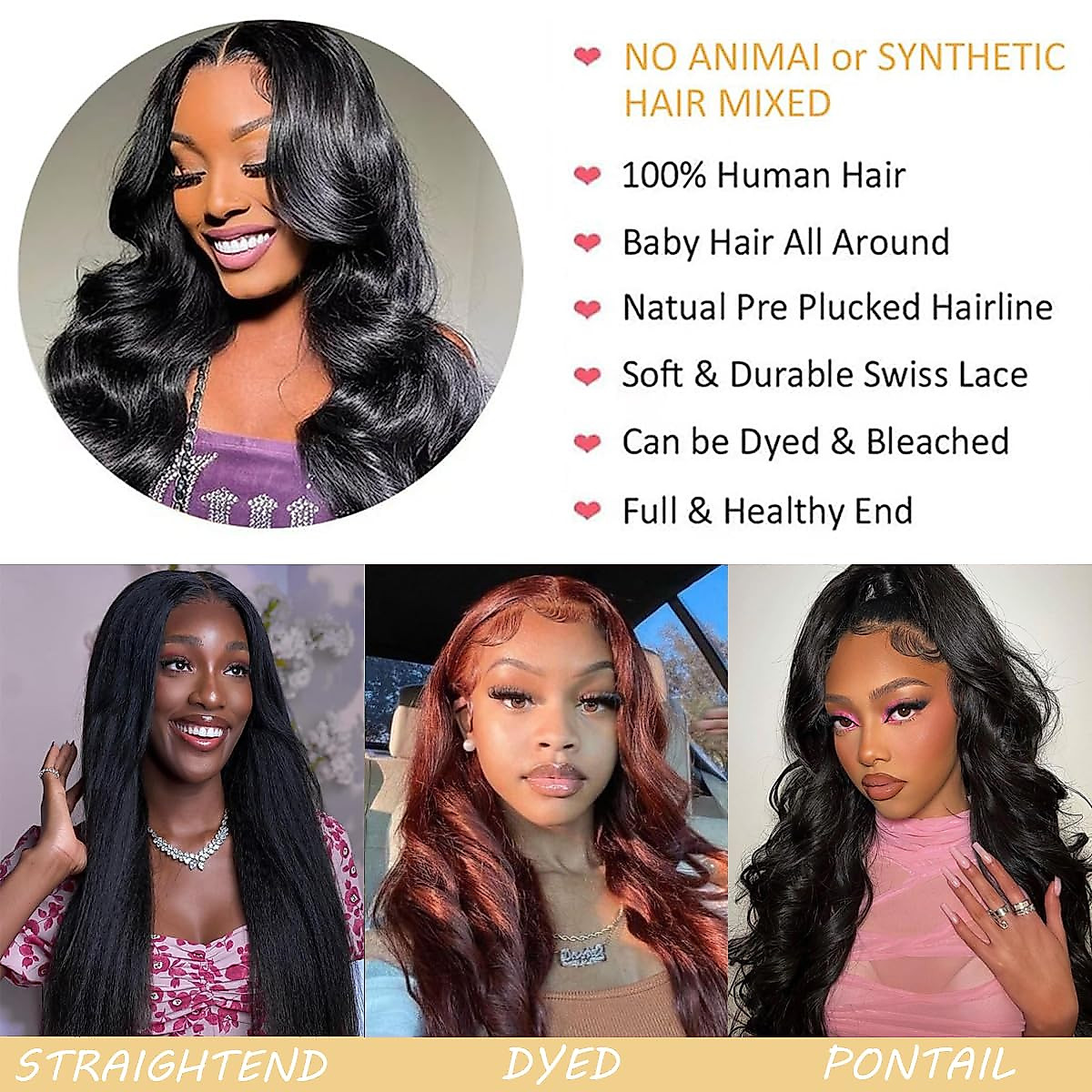 SENSAIRUITE Body Wave Lace Front Wigs Human Hair Wide Lace 180 Density Human Hair Wigs 13x4 Human Hair Lace Front Wigs Pre Plucked With Baby Hair 20 Inches Natural Color