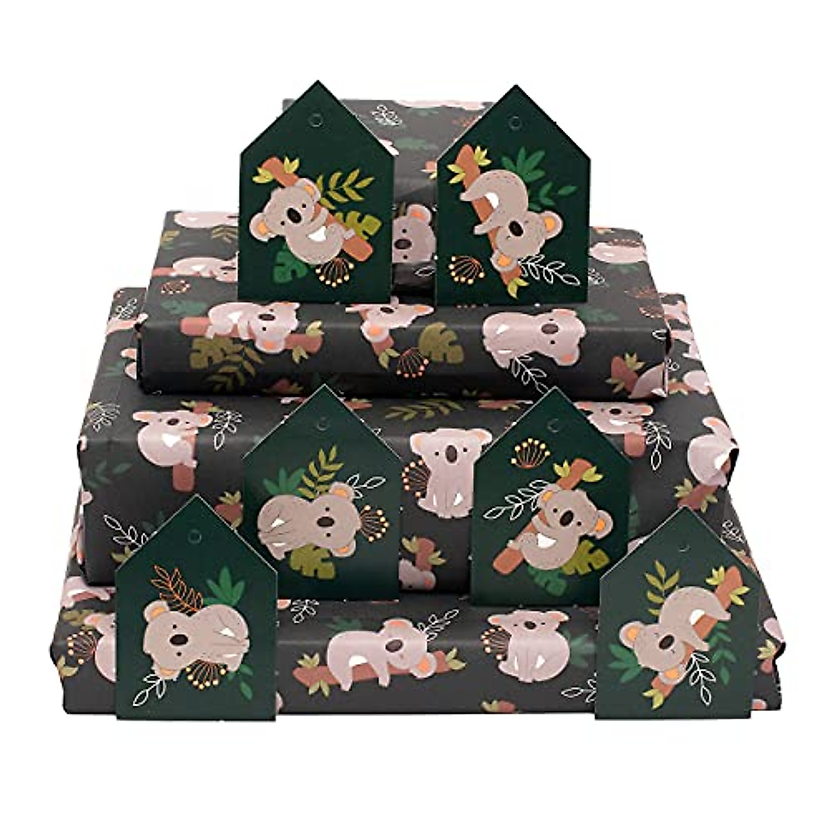 CENTRAL 23 - Trendy Wrapping Paper for Women - Green Plants and Koala - 6 Gift Wrap Sheets - Birthdays - 21st 18th - Recyclable