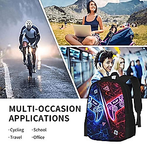 Vbadag Abstract Ice Flame Video Gamepad Weapon Backpack Schoolbag Computer Bag High-Capacity Book Bag Casual Travel Hiking Camping Daypack for Teens/Boy/Girl/Man/Woman, 17 Inch