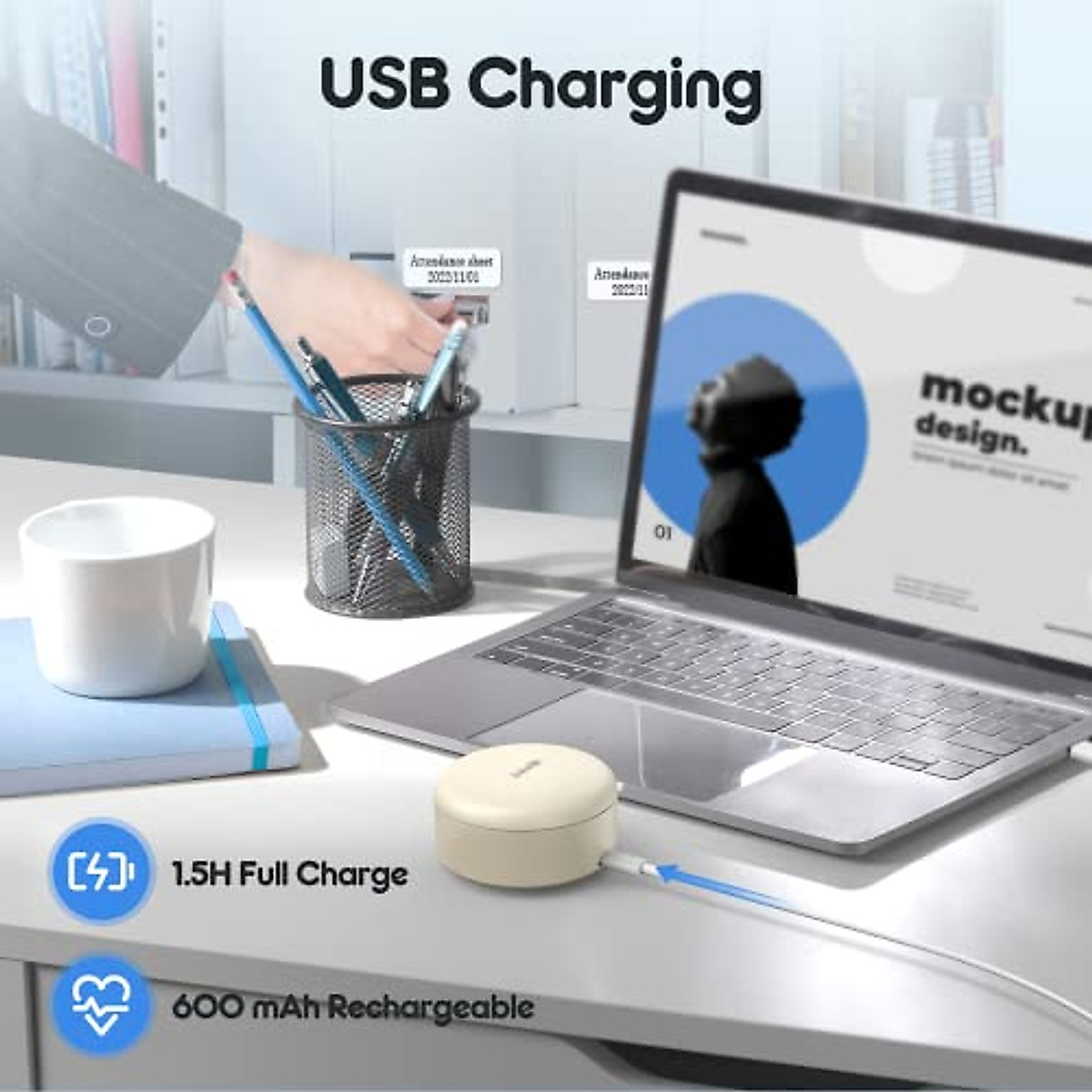 iDPRT Label Maker, UNA 11 Bluetooth Label Maker Machine with Tape, Mini Thermal Printer for 12-15mm Tape, Compatible with Android/iOS, Multi-templates for Home/Organization/Office Labeling, Beige