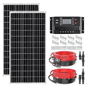 RICH SOLAR 200 Watts 12 Volt Monocrystalline Solar Kit