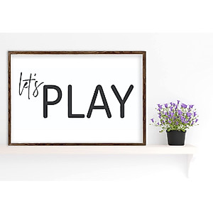 Wood Frame Sign Let's Play Sign Playroom Sign Kids Room Decor Wall Plaque Toy Room Farmhouse Nursery Sign 8 x 12 inch