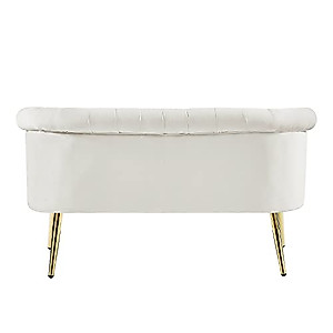 JEEOHEY Small Loveseat Sofa, 53.5" Modern Upholstered Button Tufted Velvet 2-Seat Sofa Small Love Seat Couch for Small Space, Living Room, Bedroom and Apartment, Beige