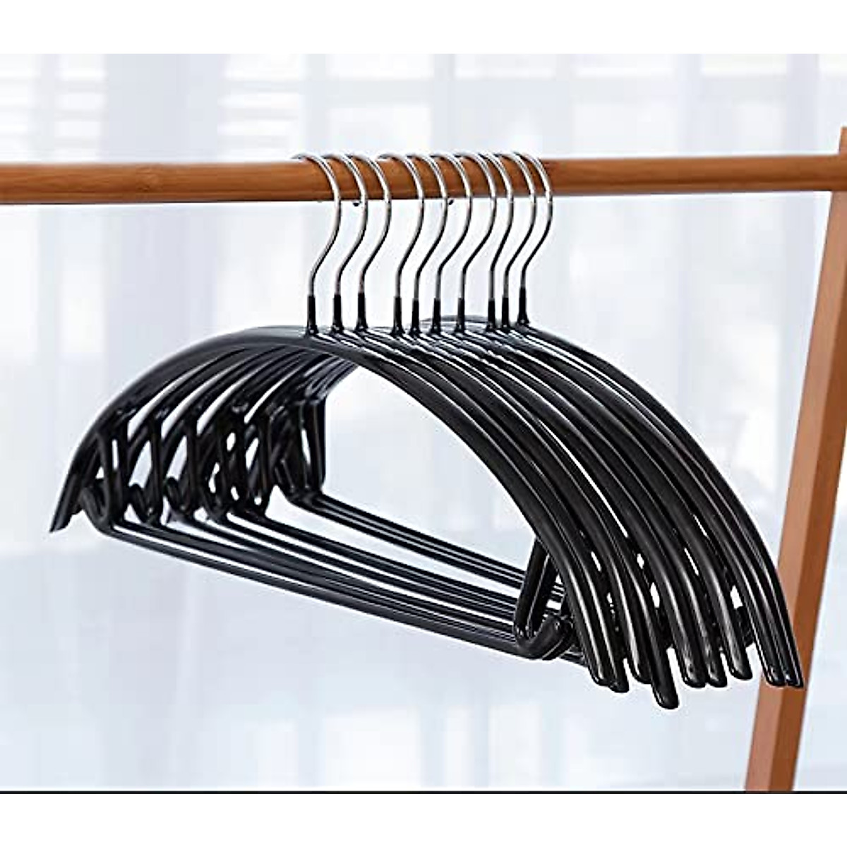 Buthneil 12 Pack Non Slip Suit Hanger, Coat Jacket Hangers, Sweater Hanger, PVC Coating Metal Hangers for Pants, Shawls, Belts, Bras, Black