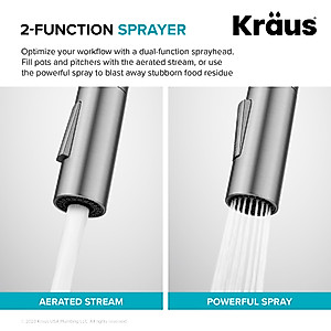 KRAUS Oletto Touchless Sensor Pull-Down Single Handle Kitchen Faucet in Brushed Brass, KSF-2830BB