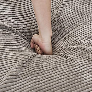 WJShome Modular Sectional Couch Sofa with 4 Pillows, 102" L Shaped Sofa Couch with Chaise Ottomans,Corduroy Fabric Couches (Brown)