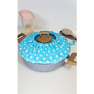 DLK - 2 X Thick Fabric Steam Catcher - Cotton Steaming Cloth Cooking - (8-11) / (20-28) cm Rice Lid Cover, Rice Brewing Cover - Steam Trap Set of 2 - Blue (RCC)