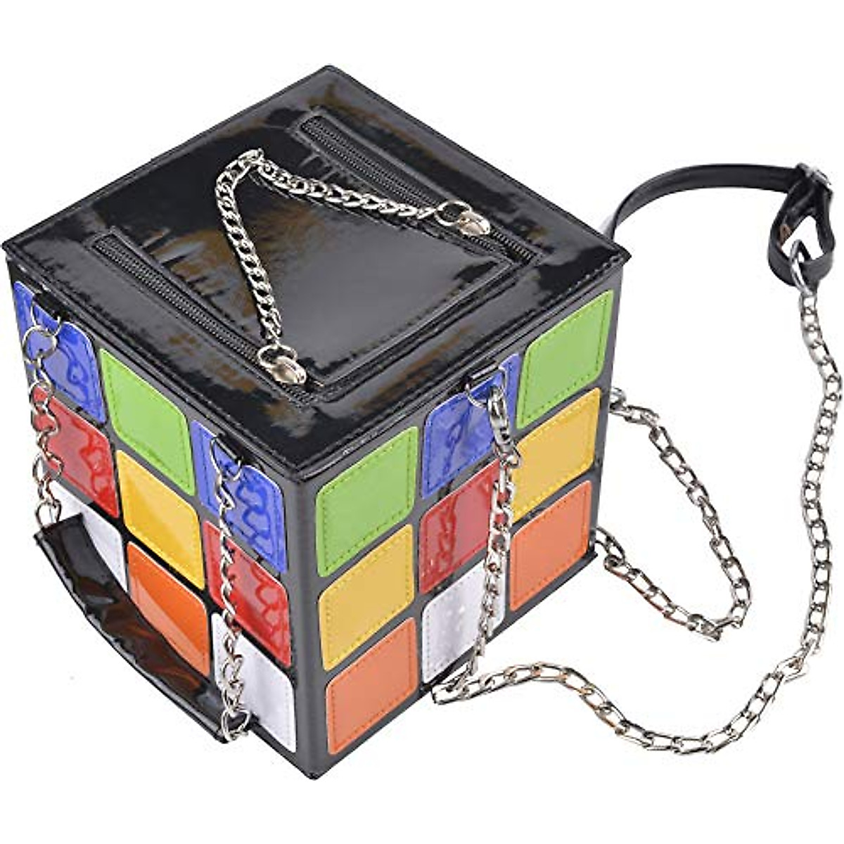 QZUnique Women's Cute Cube Shape Handbag Magic Shoulder Bag Clutch Bag With Super Long Shoulder Strap