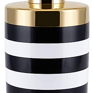 Allure Home Creation Derby 3-Piece Ceramic Bathroom Accessory Set Black & White with Metallic Gold Finish