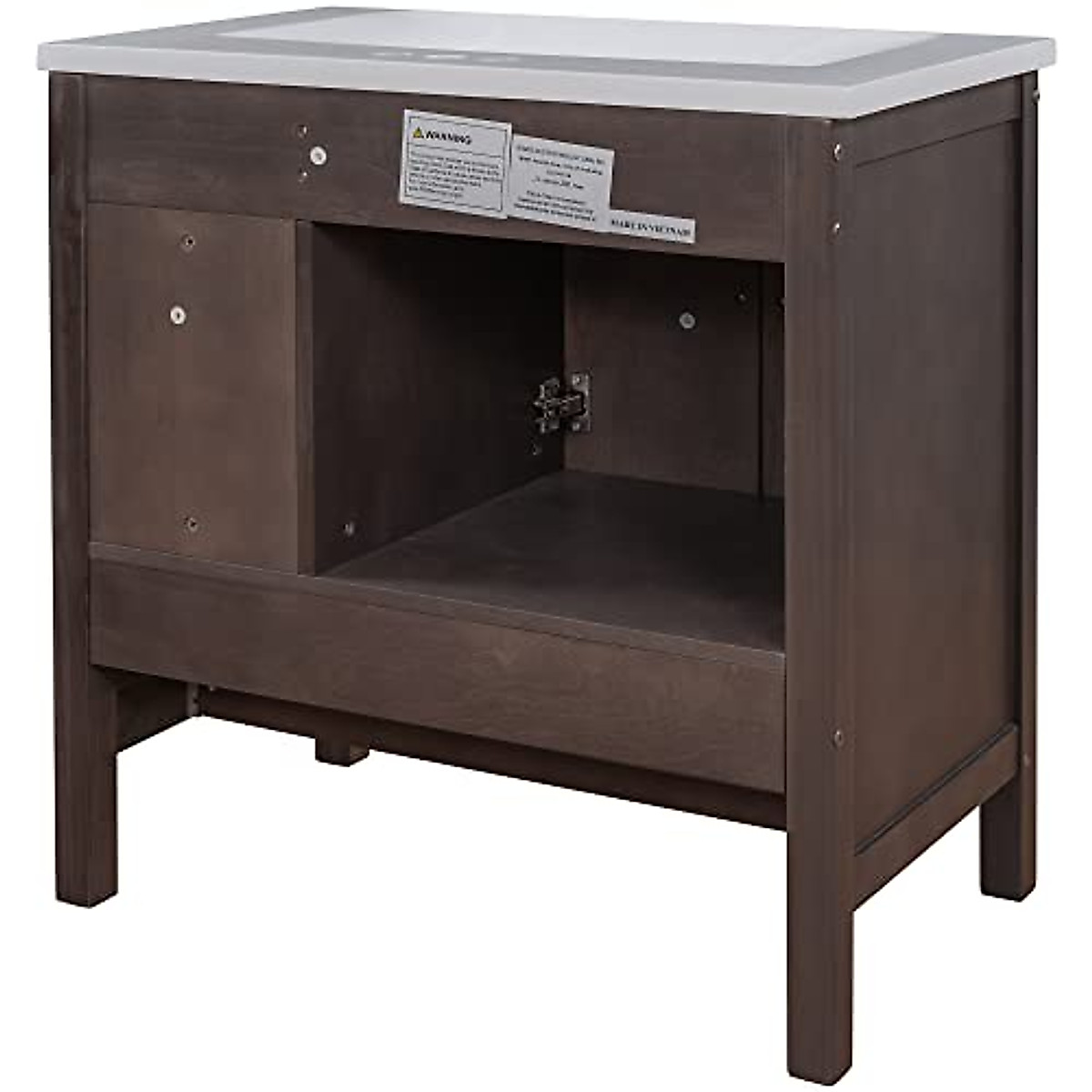 Merax 30" Bathroom Vanity Base Only,Solid Wood Frame,Bathroom Storage Cabinet with Doors and Drawers,Brown