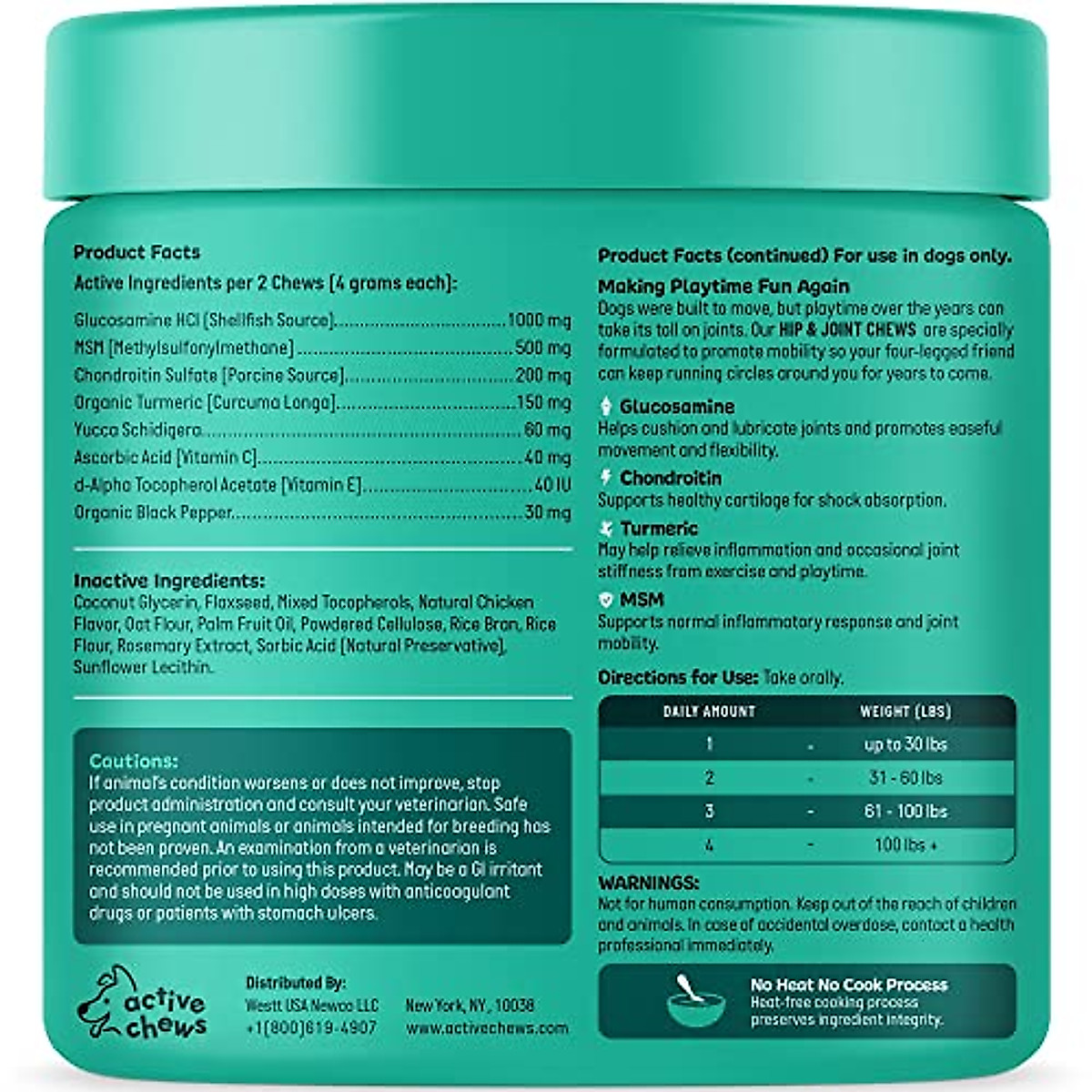 Glucosamine for Dogs Soft Chews 120 ct - Hip and Joint Supplement for Dogs with Chondroitin, Turmeric & MSM - Dog Joint Supplement + Vitamin E for Small, Large Breed & Senior Dogs Mobility Support