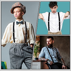 Seematn 12Pcs Halloween Suspenders for Men Adjustable Suspender Elastic Y Back Style Suspenders Belts for Men Boy Costume Accessories (Black)