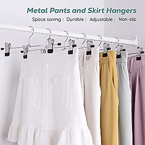 IEOKE Pant Hangers, 20 Pack Skirt Hangers with Clips Metal Trouser Clip Hangers for Heavy Duty Ultra Thin Space Saving