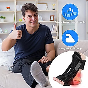 Nicoport A1B Plantar Fasciitis Night Splint Unisex Adjustable Foot Drop Orthotic Brace for Plantar Fasciitis & Achilles Tendonitis Relief Breathable Night Splint w/Massage Ball for Easing Pains A1B