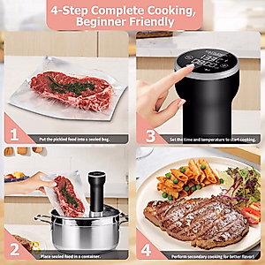 Sous Vide Cooker WiFi Kit, Cattleman Cuisine Sous Vide Machine, Immersion Circulators for Suvee Cooker Kit with Vacuum Bags, Vacuum Pump, Precision Temperature Timer, 1000W, Noise-free, Waterproof