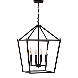 JONATHAN Y JYL7437A Pagoda Lantern Dimmable Adjustable Metal LED Pendant Classic Traditional Farmhouse Dining Room Living Room Kitchen Foyer Bedroom Hallway, 16 in, Oil Rubbed Bronze