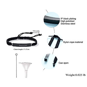 mingkejw Cremation Jewelry Urn Bracelet for Ashes Adjustable Stainless Steel Memorial Bangle Bracelet Keepsake Jewelry for Women Men-Always in My Heart