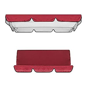 Patio Swing Canopy, Waterproof Top Cover Set Swing Cover Outdoor Swing Canopy, Replacement UV Resistant Durable Removable Swing Cover with Swing Chair Cover for Patio/Lawn/Garden (Red)