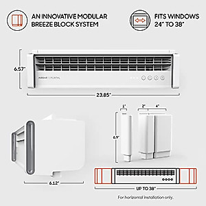 Sharper Image PORTAL Window Fan with 3 Speeds, Reversible Exhaust Mode, Weather Resistant, White, Black